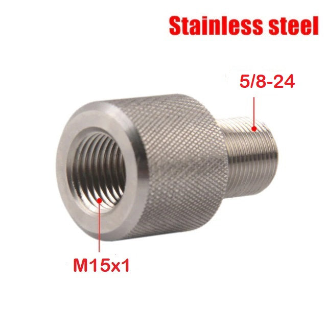 M15x1 Female-5/8x24 Male Stainless Steel Thread Adapter – On Paper Optics